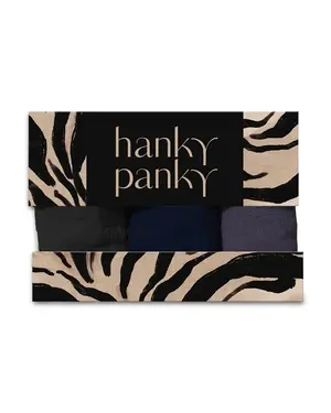 Hanky Panky Supima Cotton Low-rise Thongs - Black/navy/dusk