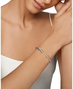 David Yurman Cable Classics Bracelet With Diamonds And 14k Gold - White