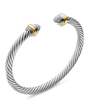 David Yurman Cable Classics Bracelet With Diamonds And 14k Gold - White