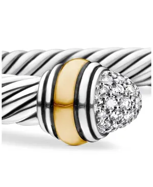 David Yurman Cable Classics Bracelet With Diamonds And 14k Gold - White