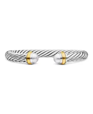David Yurman Cable Classics Bracelet With Cultured Freshwater Pearls And 14k Yellow Gold - Pearl