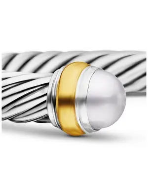 David Yurman Cable Classics Bracelet With Cultured Freshwater Pearls And 14k Yellow Gold - Pearl