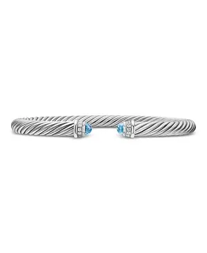 David Yurman Cable Classics Bracelet With Diamonds, 5mm - Blue Topaz