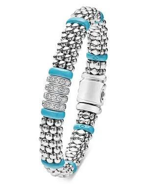 Lagos Blue Caviar & Diamond Sterling Silver Bracelet - Silver/blue
