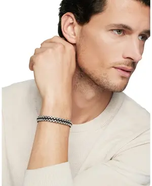 David Yurman Woven Box Chain Bracelet - Black/silver