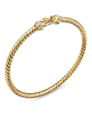 David Yurman Buckle Bracelet In 18k Yellow Gold With Diamonds - White/gold