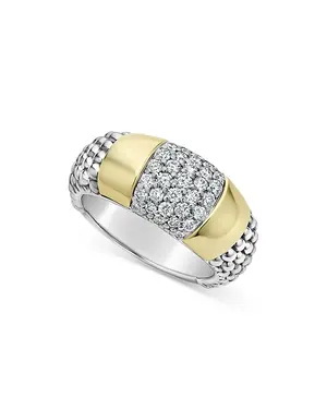Lagos Sterling Silver And 18k Gold Diamond Ring - Silver/gold