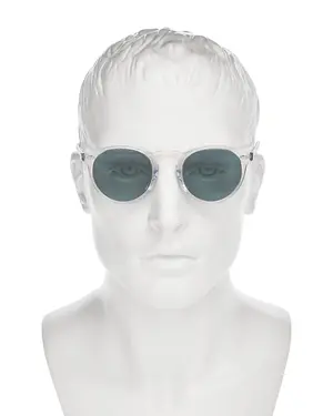 Oliver Spencer Gregory Peck Round Sunglasses, 50mm - Clear/blue Solid