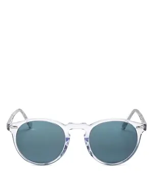 Oliver Spencer Gregory Peck Round Sunglasses, 50mm - Clear/blue Solid