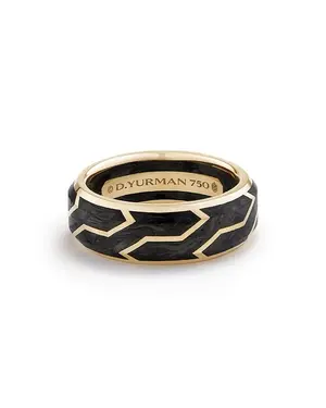 David Yurman Forged Carbon Band Ring In 18k Gold - Black/gold