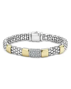 Lagos Sterling Silver And 18k Gold Diamond Bracelet - Silver/gold