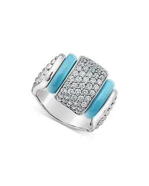Lagos Sterling Silver Blue Caviar Diamond Statement Ring - Blue/silver