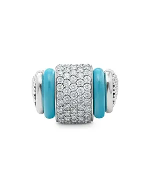 Lagos Sterling Silver Blue Caviar Diamond Statement Ring - Blue/silver