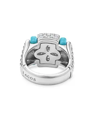 Lagos Sterling Silver Blue Caviar Diamond Statement Ring - Blue/silver