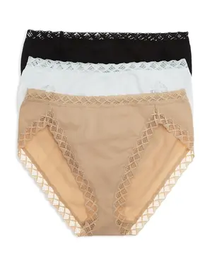 Natori Bliss French Cut Bikinis, Set Of 3 Black/white/cafe