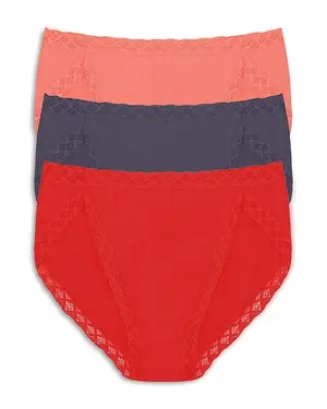 Natori Bliss French Cut Bikinis, Set Of 3 - Coral/grey/paprika