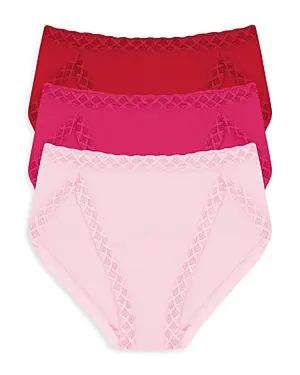 Natori Bliss French Cut Bikinis, Set Of 3 Poinsettia/bright/pink