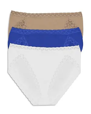 Natori Bliss French Cut Bikinis, Set Of 3 Sandcastle/imperial Blue/white