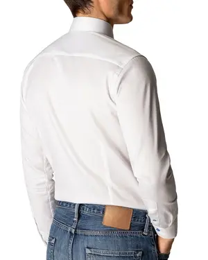 Eton Contemporary Fit Contrast Blue Button Shirt - White