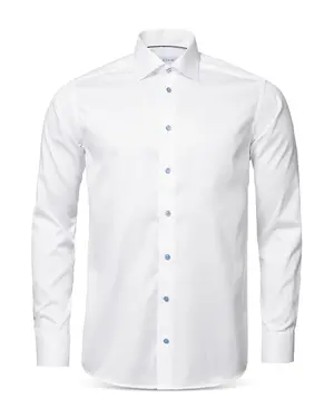 Eton Contemporary Fit Contrast Blue Button Shirt - White