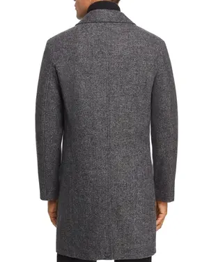 Cole Haan Wool-blend Twill Coat With Sweater Bib - Melange Graphite