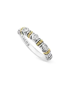 Lagos Sterling Silver And 18k Gold Diamond Rittenhouse Stacking Ring