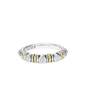 Lagos Sterling Silver And 18k Gold Diamond Rittenhouse Stacking Ring