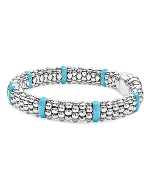 Lagos Caviar & Diamond Sterling Silver Bracelet - Silver/blue
