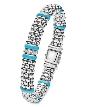 Lagos Caviar & Diamond Sterling Silver Bracelet - Silver/blue