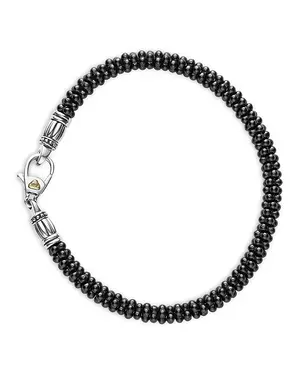 Lagos Black Caviar Ceramic, Sterling Silver And 18k Gold Bracelet - Black/silver