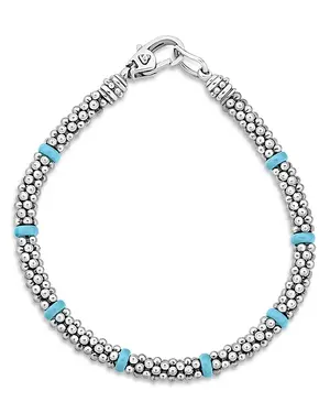 Lagos Sterling Silver Caviar Ceramic Beaded Bracelet - Blue/silver