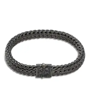 John Hardy Blackened Sterling Silver Bracelet With Black Sapphire - Black/silver