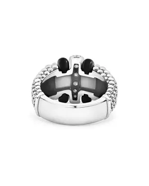 Lagos Sterling Black Caviar, Diamond And Ceramic Statement Ring - Silver
