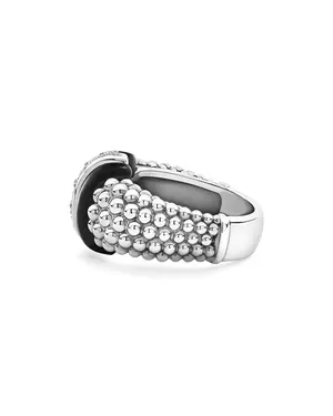 Lagos Sterling Black Caviar, Diamond And Ceramic Statement Ring - Silver