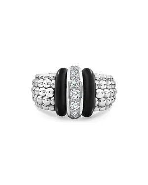 Lagos Sterling Black Caviar, Diamond And Ceramic Statement Ring - Silver