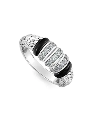 Lagos Sterling Diamond And Ceramic Statement Ring - Silver