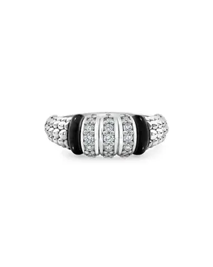 Lagos Sterling Diamond And Ceramic Statement Ring