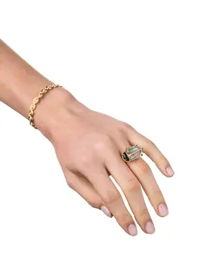 CAPUCINE DE WULF Scarab Ring In Gold With Blue Labradorite And Onyx - Blue Multi/gold