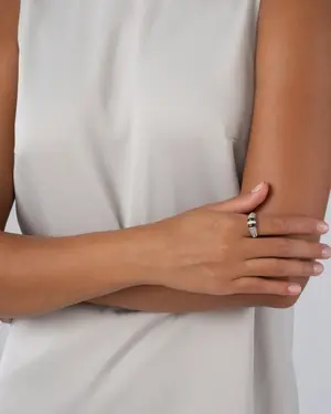 Lagos Diamond And Black Ceramic Statement Ring - Silver