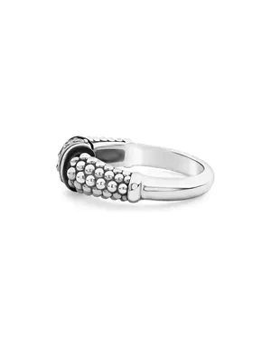 Lagos Diamond And Black Ceramic Statement Ring - Silver