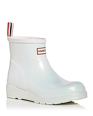 Hunter Original Short Play Wedge Rain Boots Silver Pearlescent