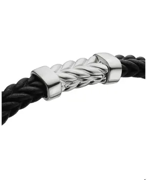David Yurman Chevron Black Rubber Bracelet With Sterling Silver, 6mm - Black/silver
