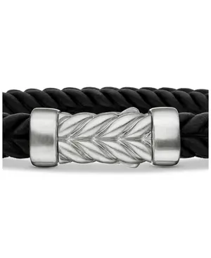 David Yurman Chevron Black Rubber Bracelet With Sterling Silver, 6mm - Black/silver