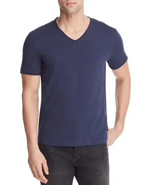 John Varvatos Star Usa Slub V-neck Tee - Oiled Blue