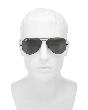 Ray-ban Polarized Brow Bar Aviator Sunglasses - Black/black Polarized