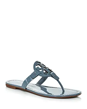 Tory Burch Tory Burch Women's Miller Logo Leather Flip-Flops Blue Calla