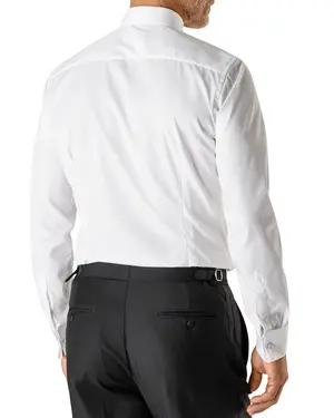 Eton Slim Fit Long Sleeve Pleated Bib Cotton Tuxedo Shirt - White