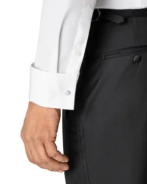 Eton Slim Fit Long Sleeve Pleated Bib Cotton Tuxedo Shirt - White