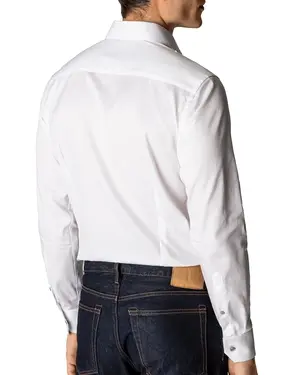 Eton Slim Fit Contrast Gray Button Twill Dress Shirt