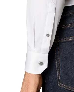 Eton Slim Fit Contrast Gray Button Twill Dress Shirt